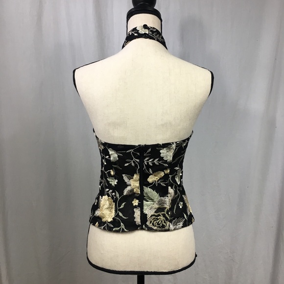 Cache | Tops | Cach Floral Embroidered Halter Top Size 2 | Poshmark